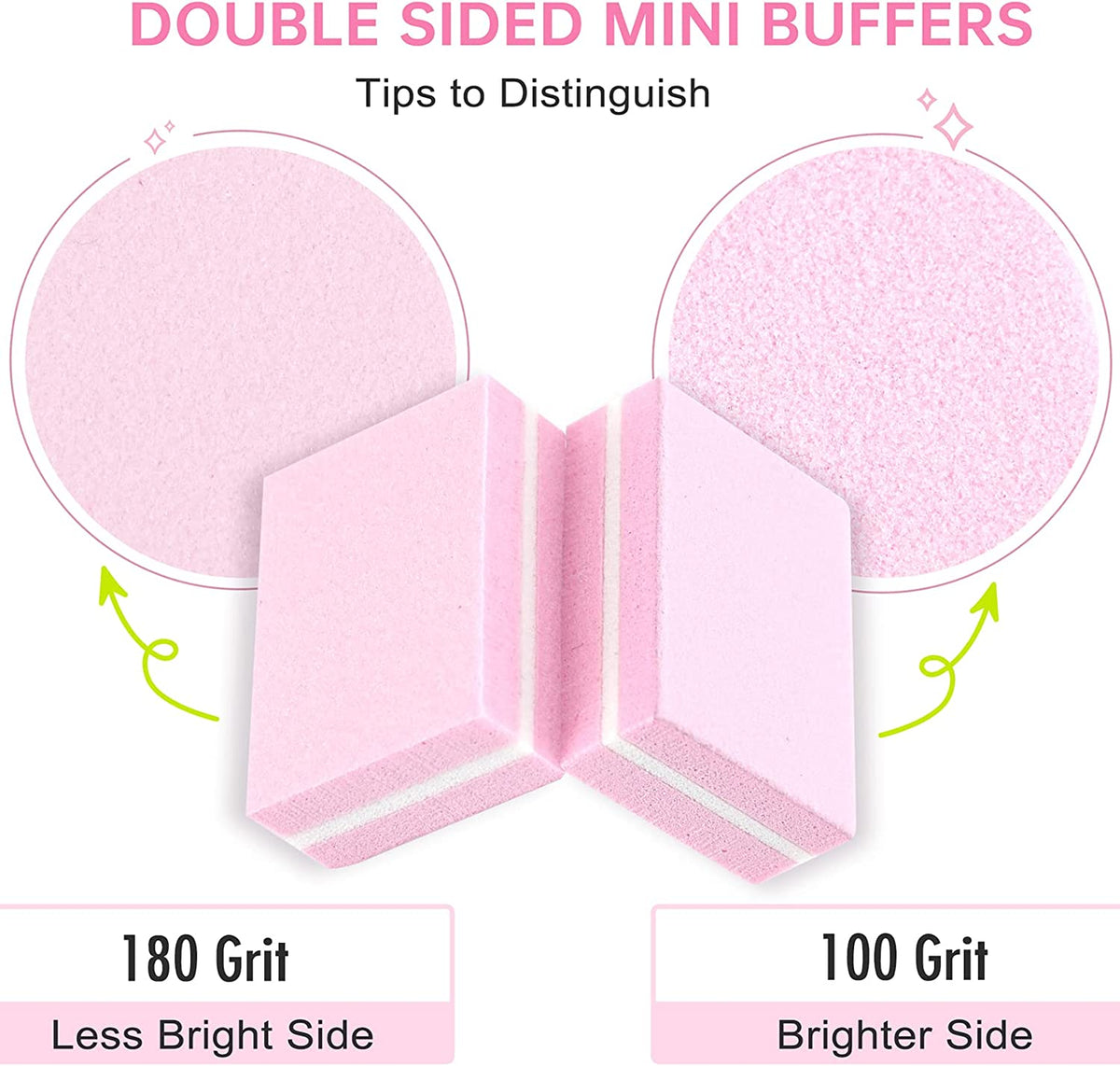 50 PCS 100/180 Grit Mini Sized Sponge Buffing Sanding Block for Manicu ...