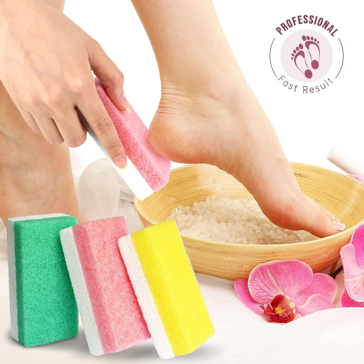 (3 PCS) Two-tone Glass Pumice Pedicure Stone for Feet Callus and Dead ...