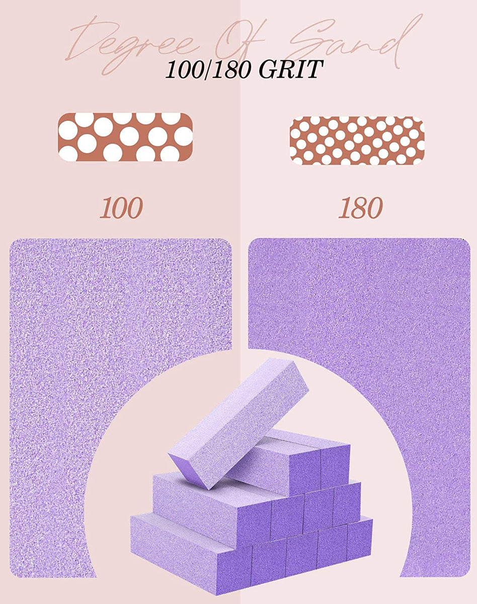 12 PCS Professional 4 Way Nail Buffing Block Files 100/180 Grit Nail A ...