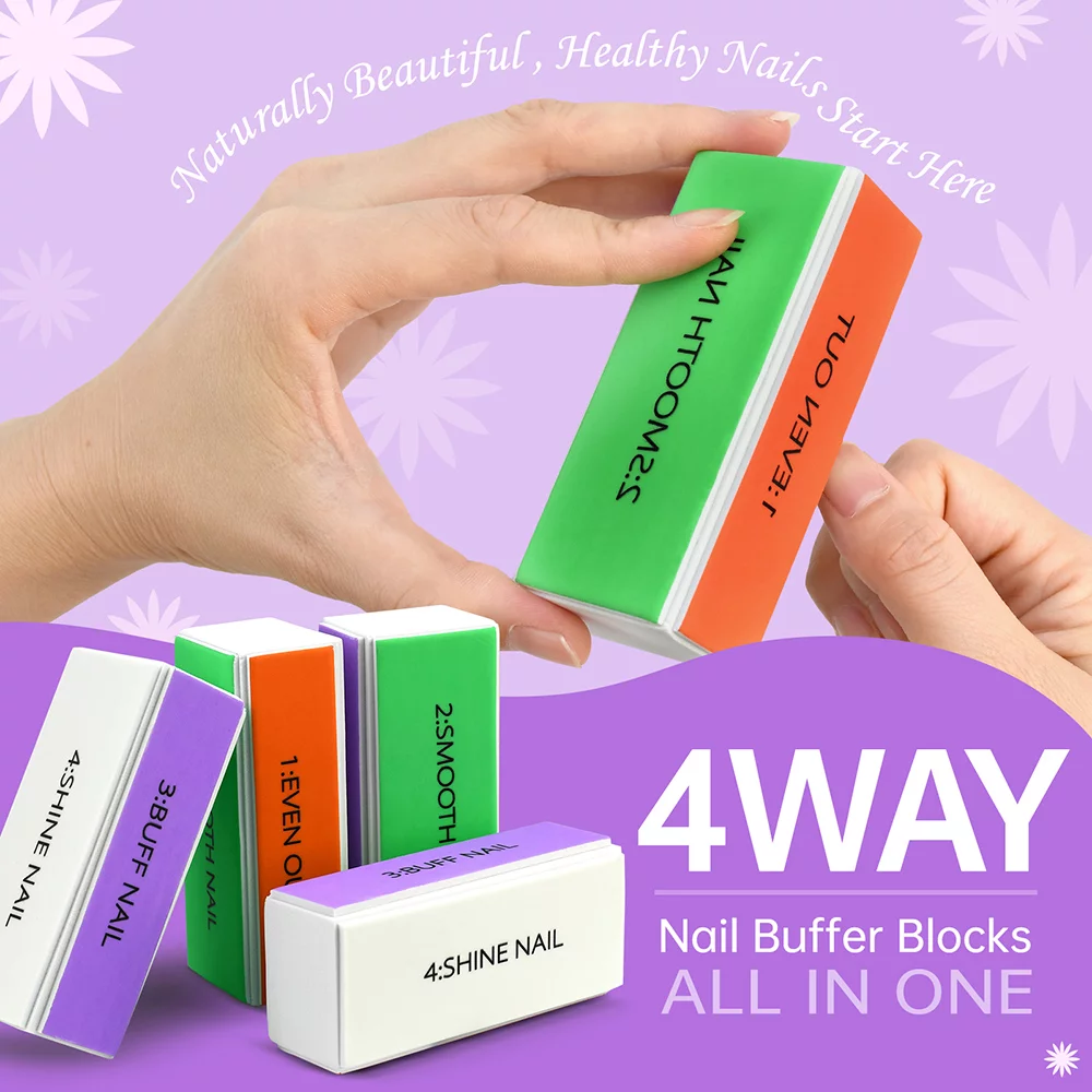 4 PCS Maryton 4 Way Nail Shine Block Nail Art Manicure Pedicure Tool